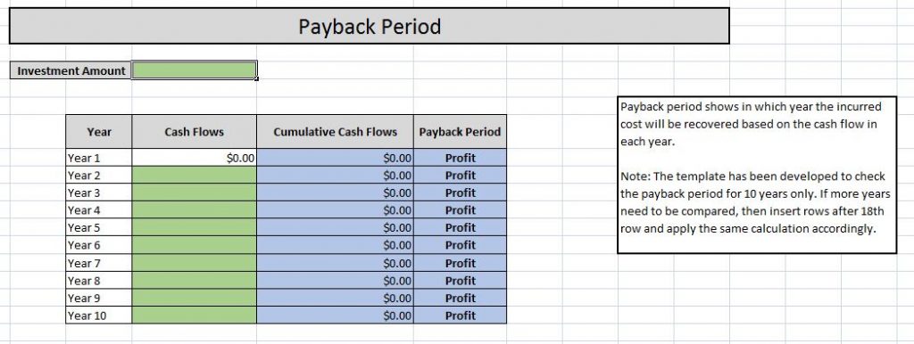 Payback Period Template - Project Management Knowledge Hub